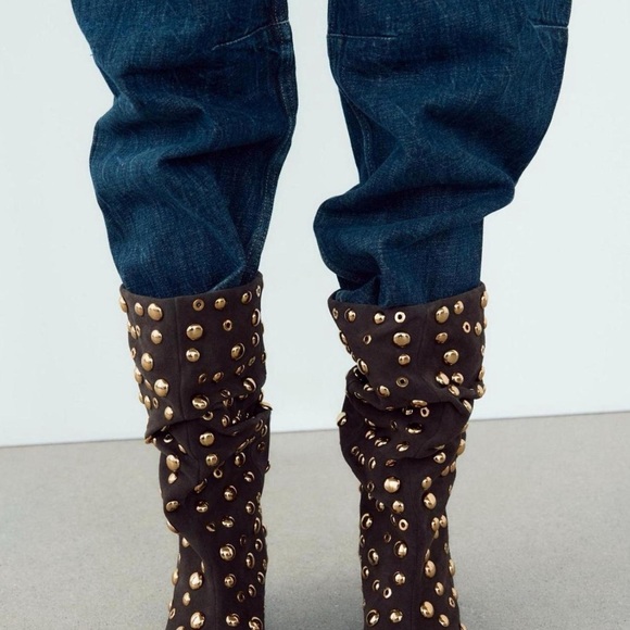 Zara | Shoes | Zara Size Suede Studded Boots | Poshmark